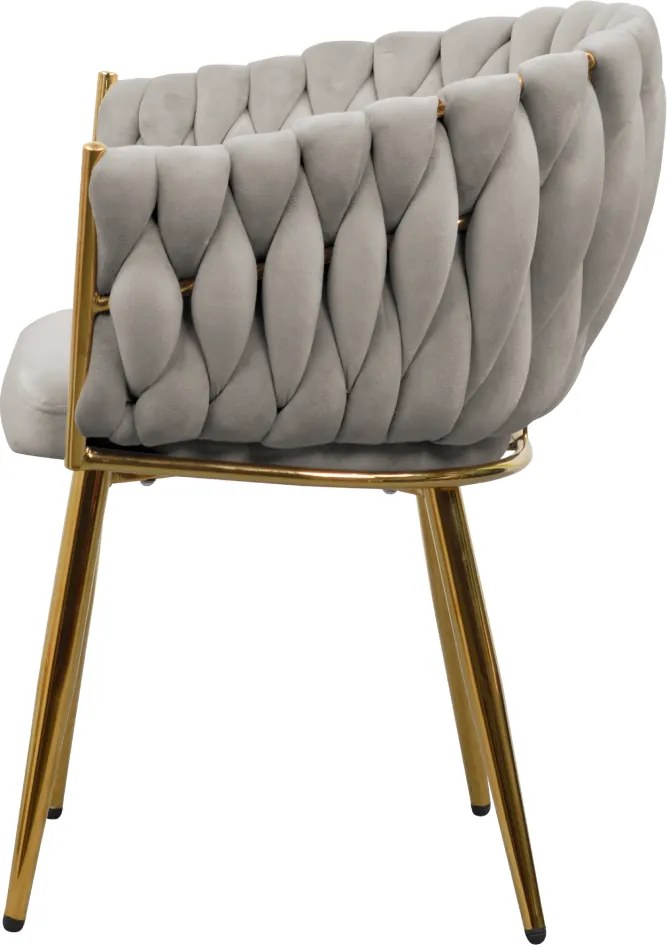 Jídelní křeslo, šedohnědá Taupe Velvet látka/gold chrom zlatý, DEILA