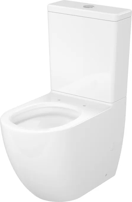 Cersanit Remo Oval, oválné kompaktní wc s WC sedátkem, vířivé splachování, bílá lesklá, K3030-001