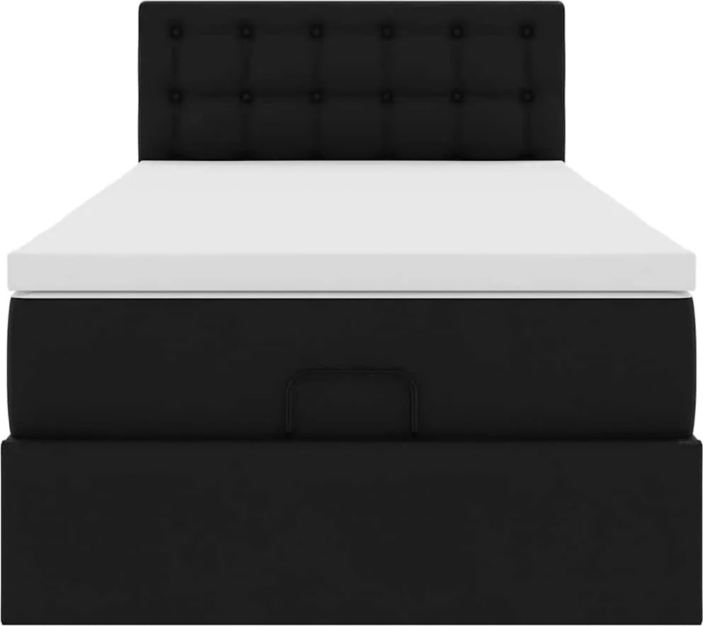Osmanský postel s matrací černý 80x200cm umělá kůže 3311273