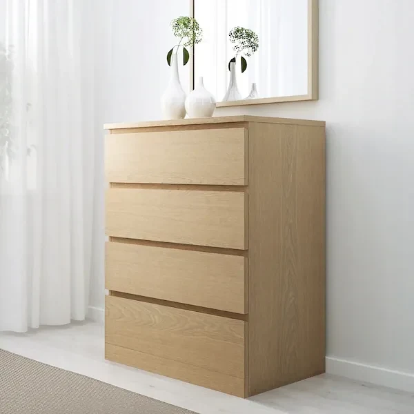 IKEA MALM Komoda 4 zásuvky 80x100 cm dubová dýha mořená bíle