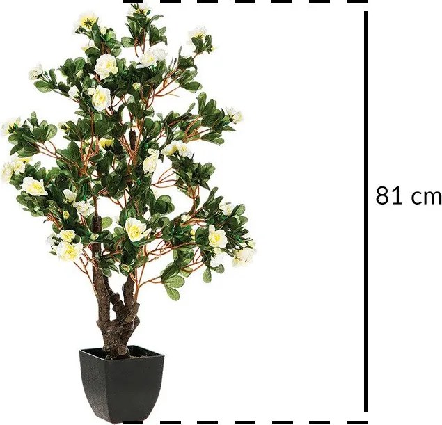 Umělá rostlina AZALIA, barva bílá, 81 cm