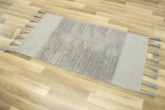 Bavlněný kobereček Kilim s třásněmi šedý