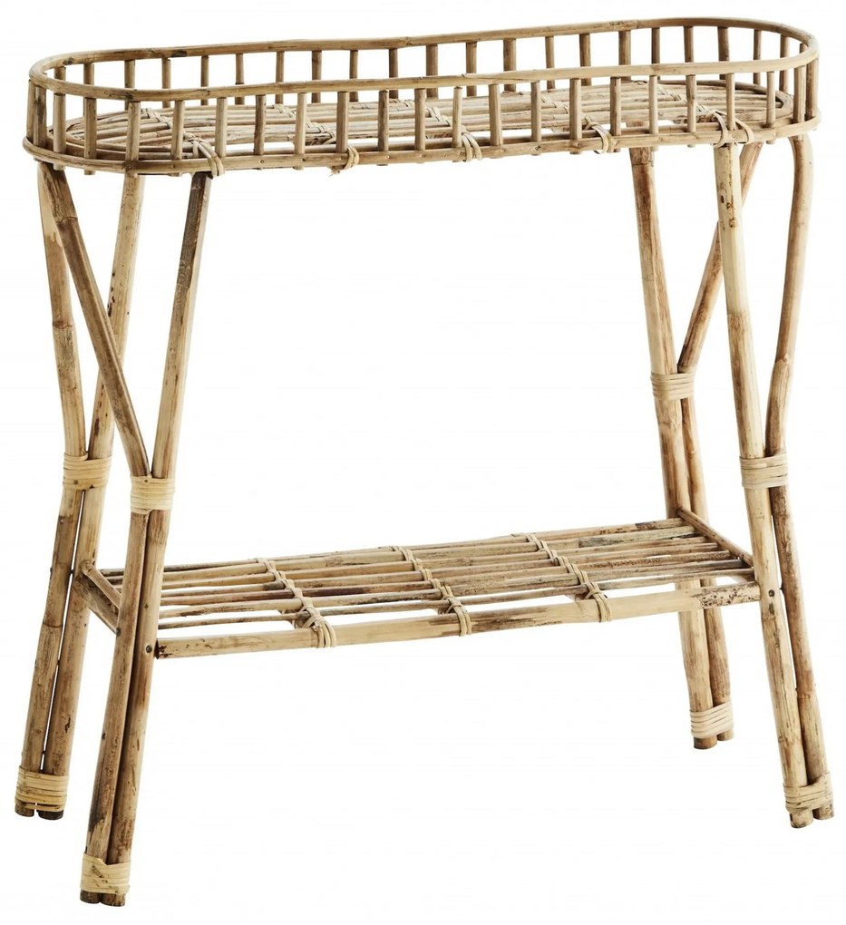 MADAM STOLTZ Úzký bambusový stolek Natural, přírodní barva, dřevo