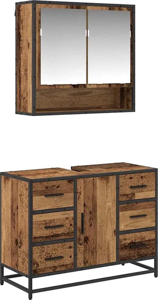 Sada koupelnového nábytku 2 ks Staré dřevo 80 x 33 x 60 cm 3402426
