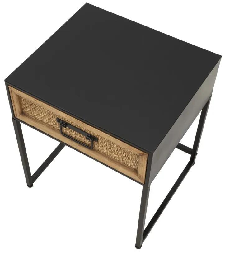 Černý noční stolek Mauro Ferretti Halmio, 45x40x51,5 cm