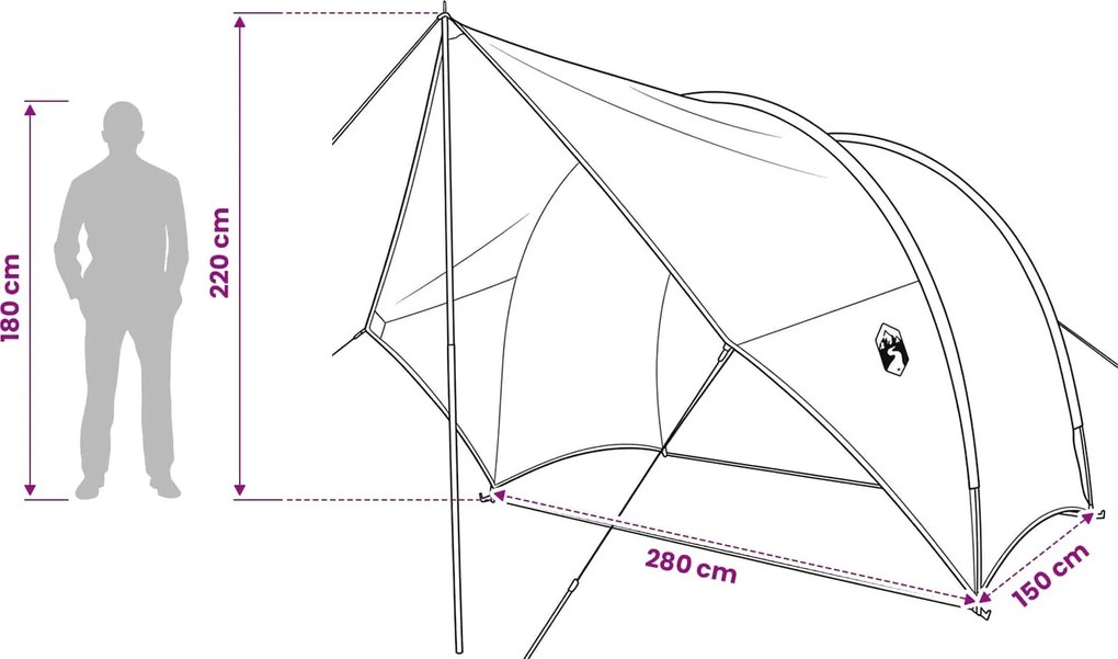 vidaXL Zadní markýza odolná vůči vodě 405 x 280 x 220 cm [42028562] Barva: Armádní zelená