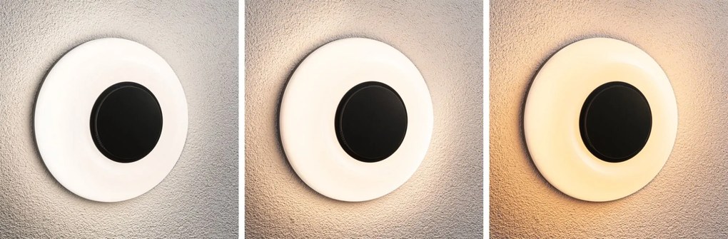 P 94955 LED venkovní nástěnné svítidlo Aureva IP65 kruhové 220mm 2200 - 4000K 20,5W 230V antracit/bílá polykarbonát - PAULMANN