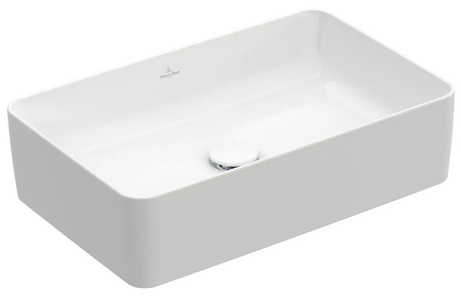 Villeroy & Boch Villeroy Boch Collar: umyvadlo na desku, obdélníkové 560x360mm bez plochy pro baterii, bílá Alpin, 4A205601