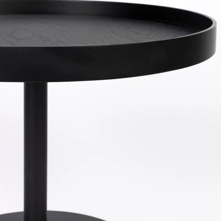 White Label Černý dřevěný odkládací stolek WLL YURI 56 cm
