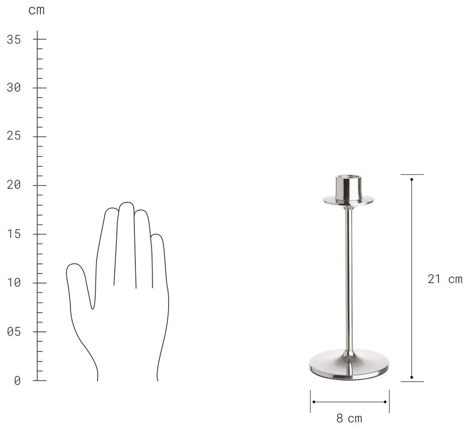 Butlers CLASSIC Svícen 16 cm - stříbrná