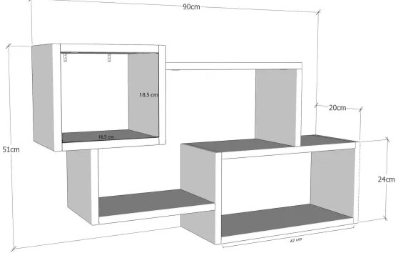 Nástěnná police AYDER 51x90 cm hnědá/bílá