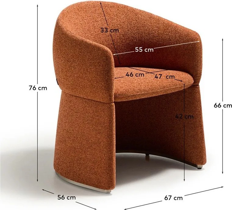 Čalouněné jídelní křeslo s područkami v terakotové barvě Bosca – Kave Home
