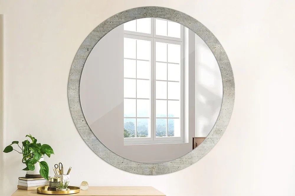 Kulaté zrcadlo s dekorem Šedý beton fi 100 cm