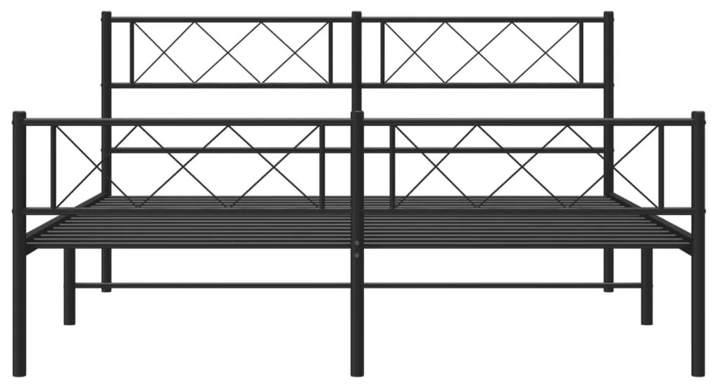 Kovový rám postele s hlavovým a nožním čelem černý 120 x 200 cm