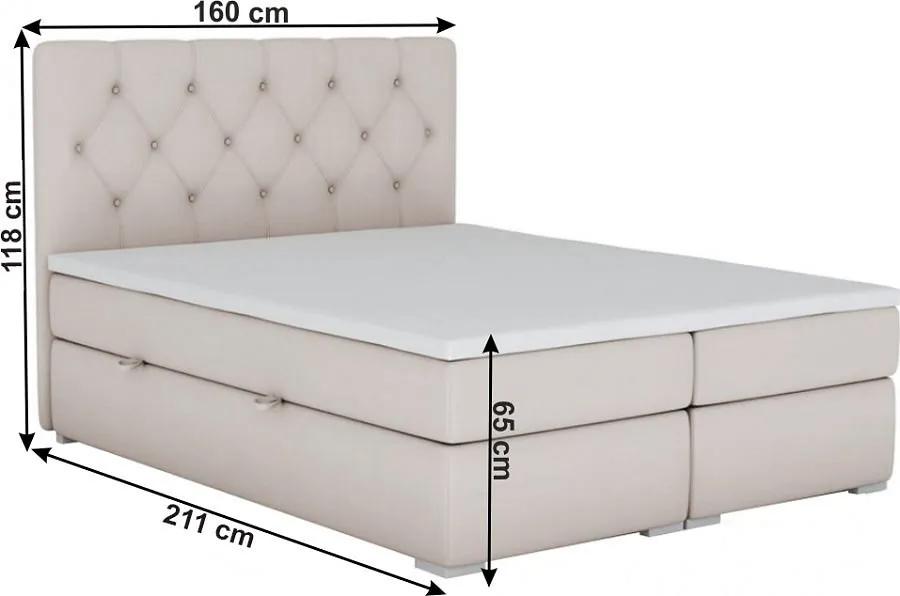 Tempo Kondela Čalouněná postel ESHLY 160x200, s úložným prostorem, béžová