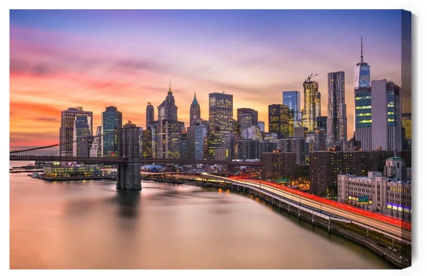 Obraz Panorama Města New York Nedostatek Nedostatek Přírodní plátno 120x80
