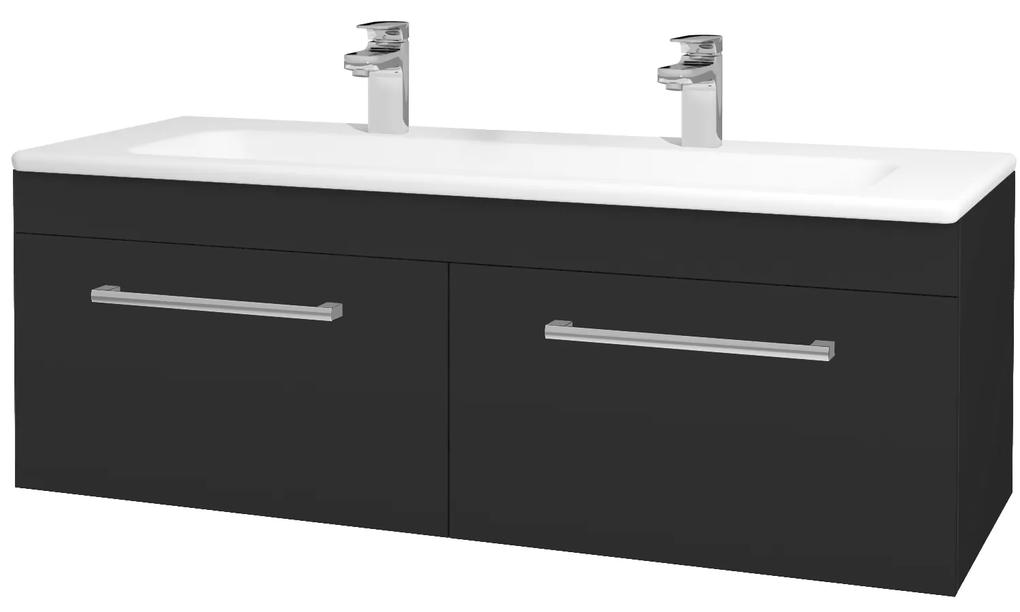 Dřevojas Koupelnová skříň ASTON SZZ2 120 Varianta: N01 Bílá lesk / Úchytka T01 / D06 Ořech