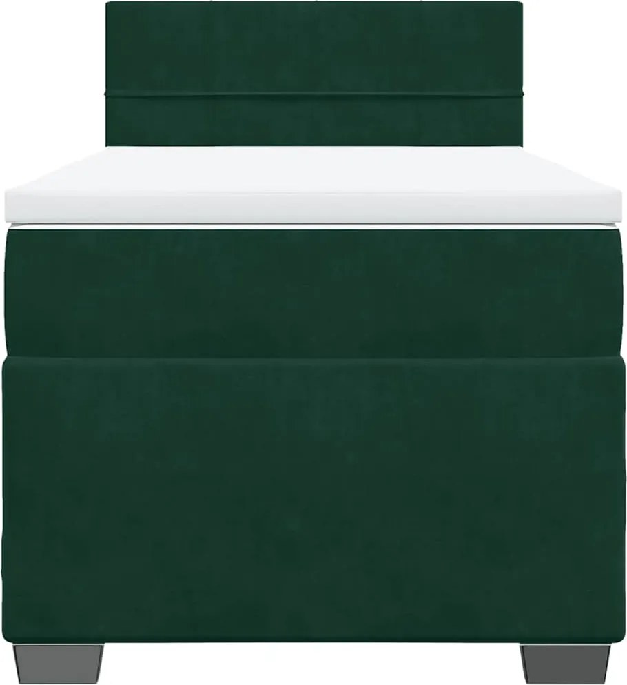 Box spring postel s matrací tmavě zelená 90x200 cm samet 3288525