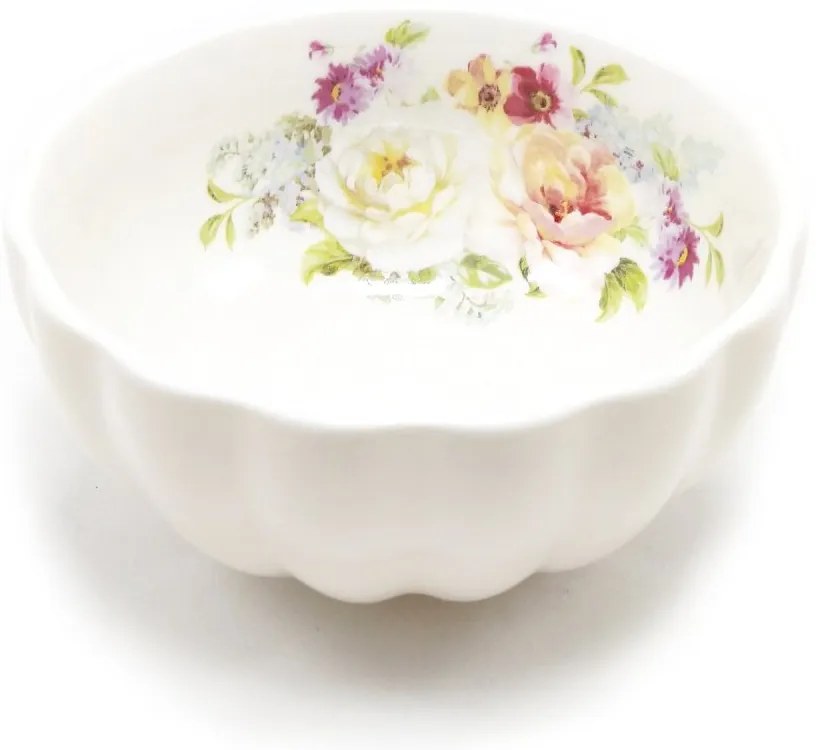 Porcelánová miska Royal Jardin, 250 ml – béžová, s designem růží a zvlněným okrajem