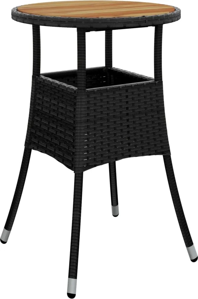 5dílný zahradní bistro set s poduškami černý polyratan 3187433