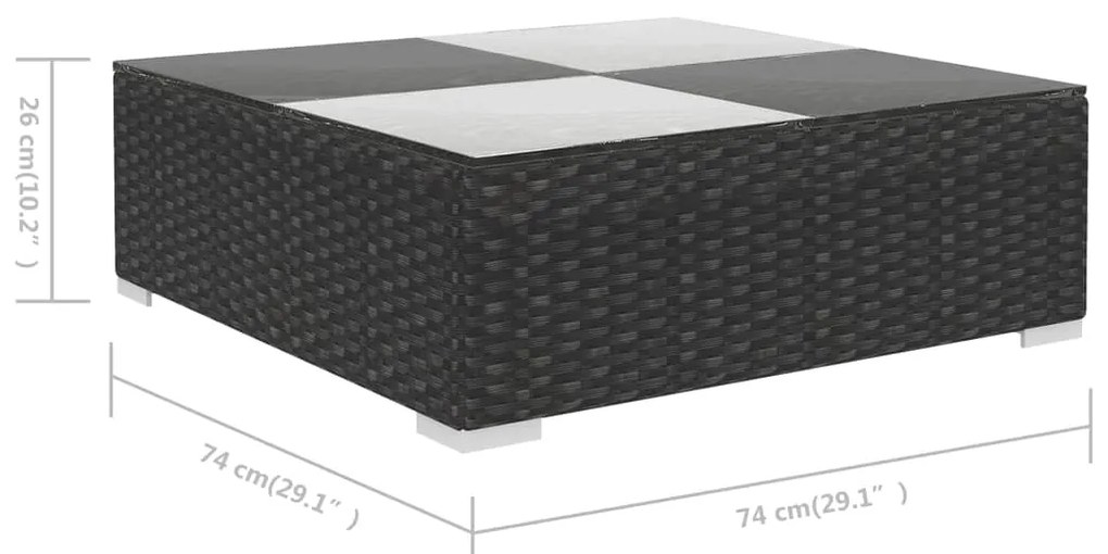 vidaXL Marketos 6dílná zahradní sedací souprava s poduškami polyratan černá