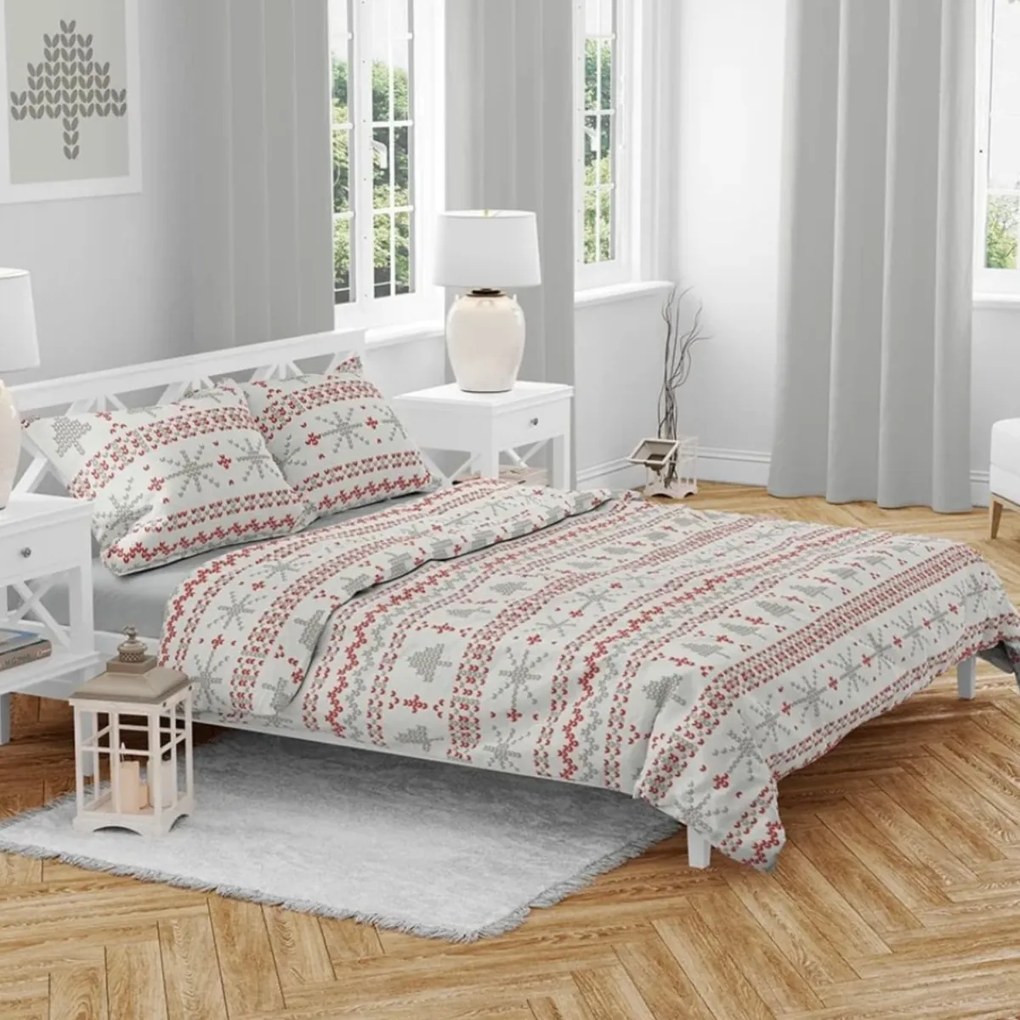 Vánoční povlečení bavlněné Vánoční kouzlo TiaHome - 1x Polštář 90x70cm, 1x Přikrývka 140x200cm