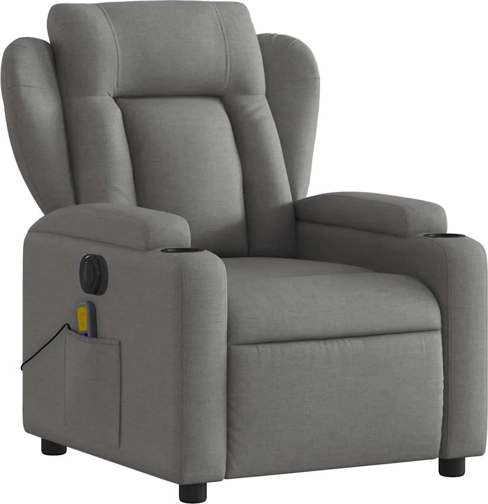 Elektrické masážní polohovací křeslo tmavě šedé textil 3204471