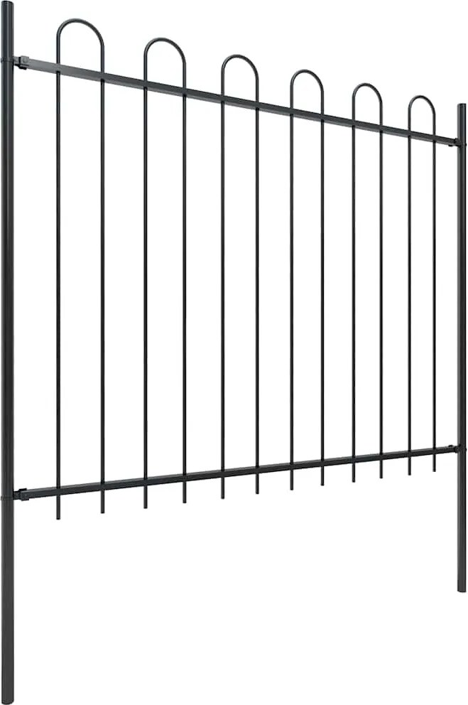 Zahradní plot s obloukem nahoře ocelový 1172 x 150 cm černý 277680