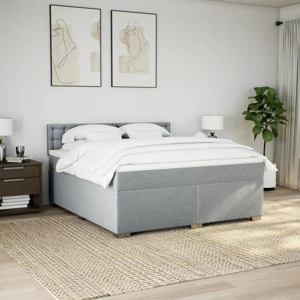 Box spring postel s matrací světle šedá 180 x 200 cm textil 3288281