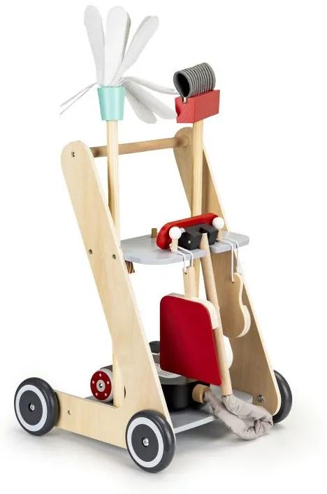 ECOTOYS Dětský dřevěný vozík na úklid