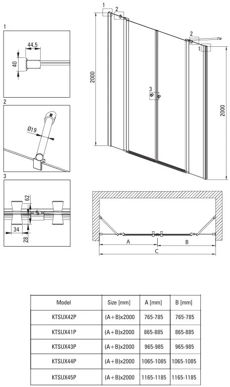 Deante Shower door, 120 cm - hinged
