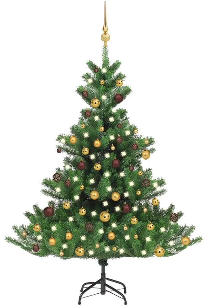 vidaXL Umělý vánoční stromek normandská jedle LED a koule zelený 120cm