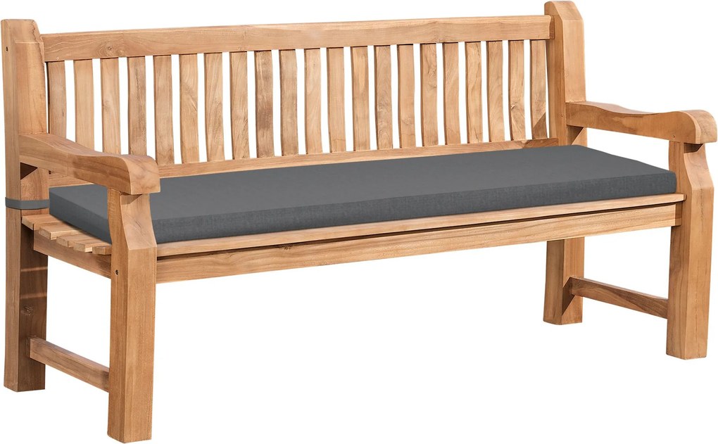 Teaková lavice Jackson s sedací polštář 180 cm + teak – tmavě šedá