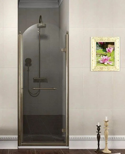 GELCO - ANTIQUE sprchové dveře otočné, 900mm, pravé, ČIRÉ sklo, bronz GQ1390RC