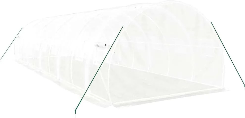 Skleník s ocelovým rámem bílý 30 m² 10 x 3 x 2 m 3188053
