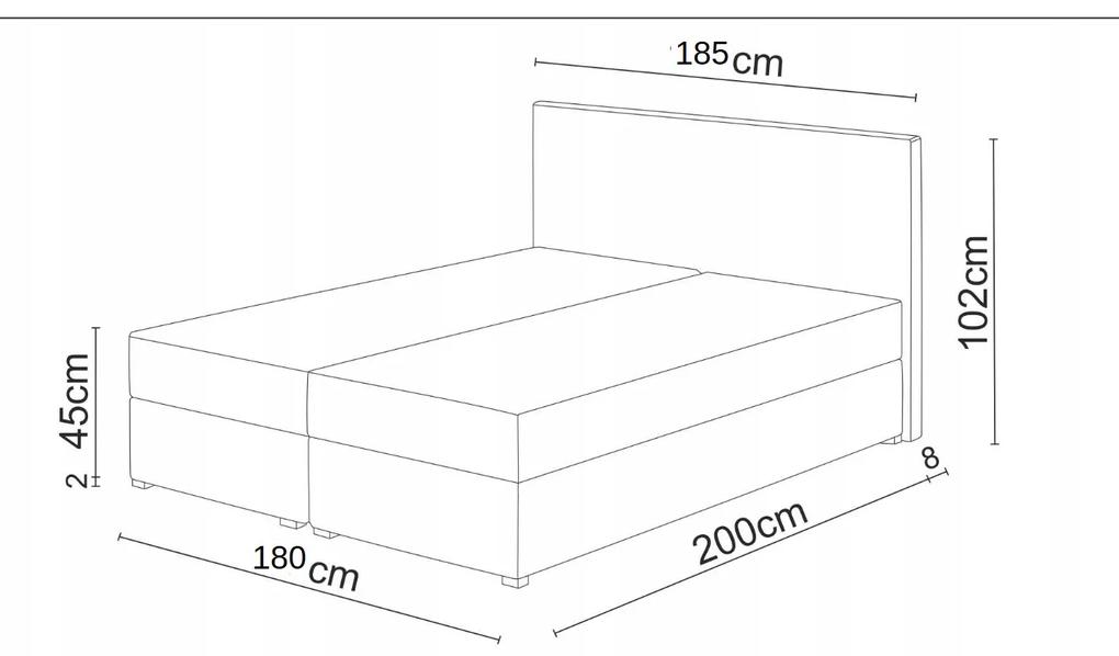 Kontinentální postel 180 cm Karen Comfort (šedá) (s matrací a úložným prostorem). 1056015
