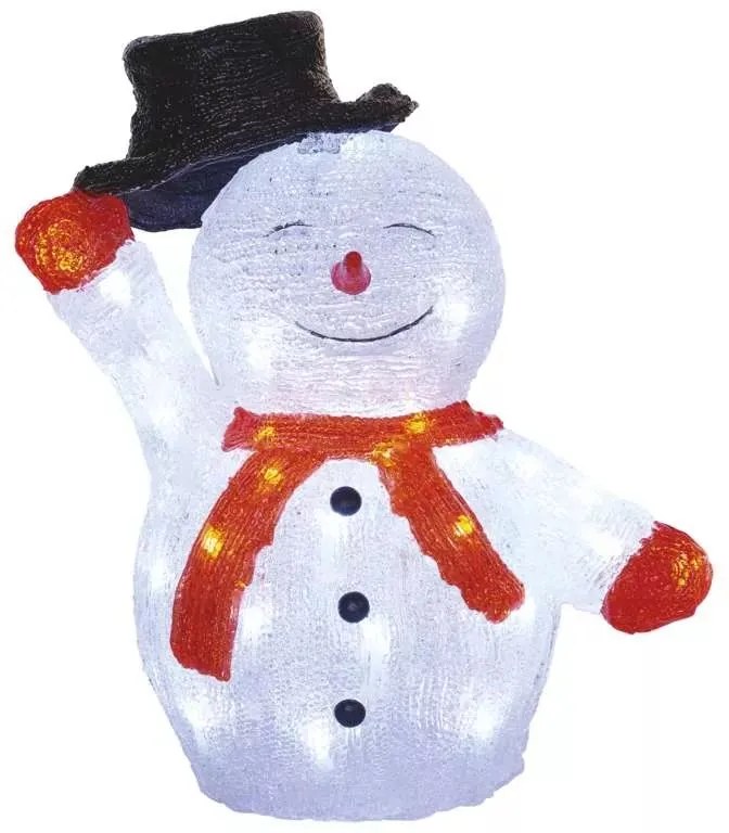 LED vánoční sněhulák s kloboukem 36cm