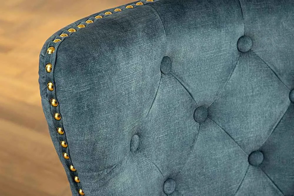 Designová židle Queen Lví hlava petrolejový samet