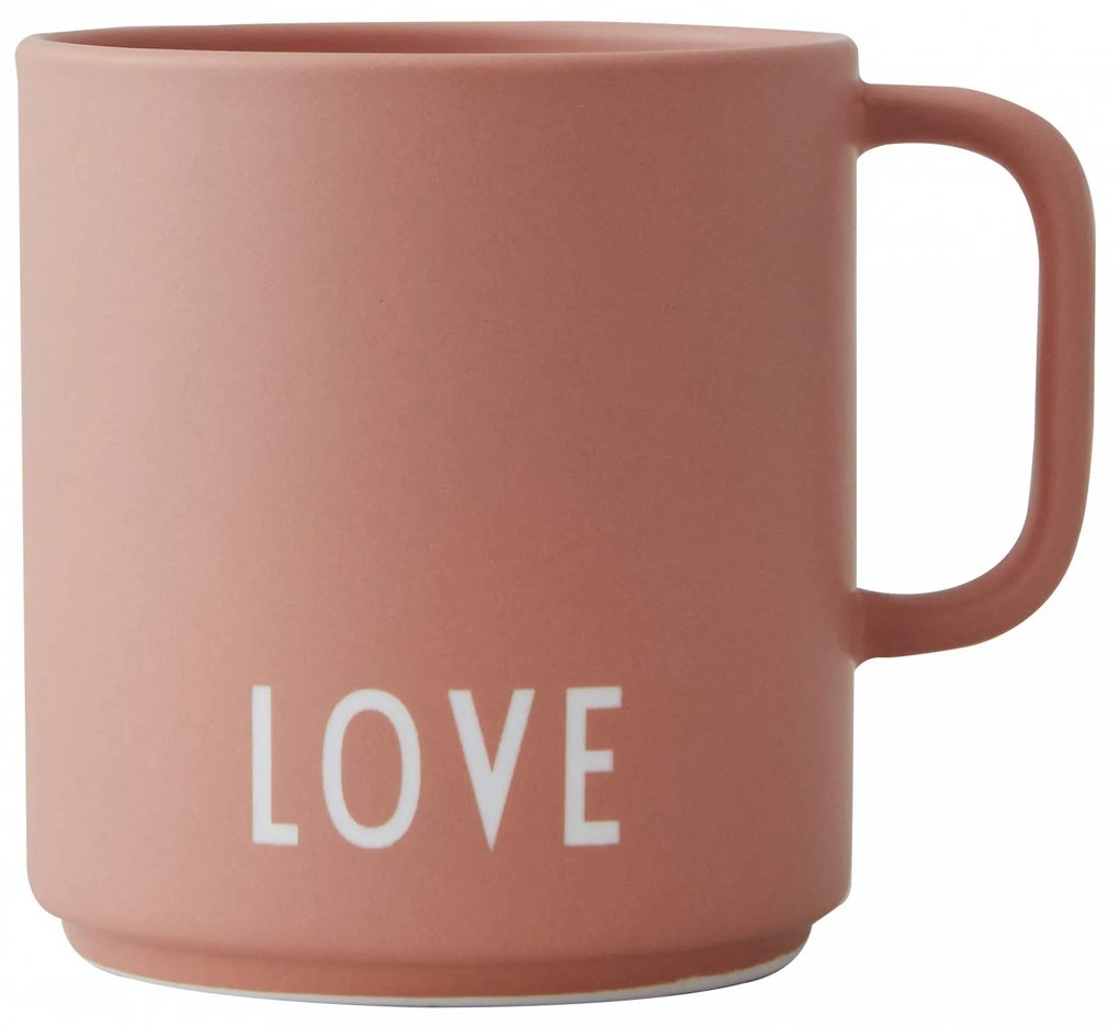 DESIGN LETTERS Porcelánový hrneček s ouškem Love 300 ml, růžová barva, porcelán