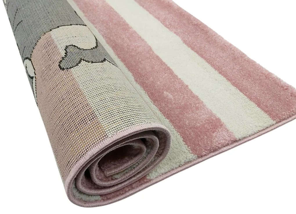 Vopi, Dětský koberec Kiddo A1087 pink, 80x150, růžová, dětský pokoj