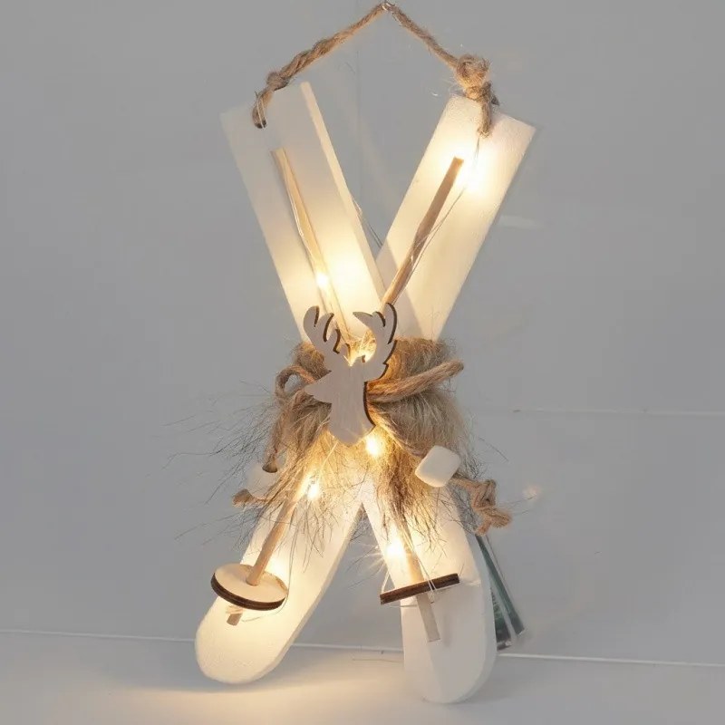 Závěsné lyže s LED – bílé 21 cm