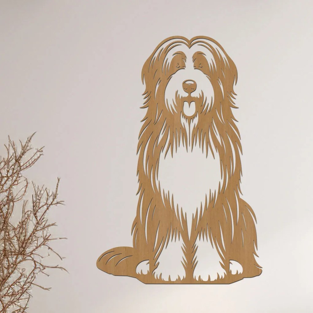 dřevo života Dřevěný obraz Bearded Collie Zvolte rozměr (cm): 46x60, Zvolte barvu dekoru: Černá