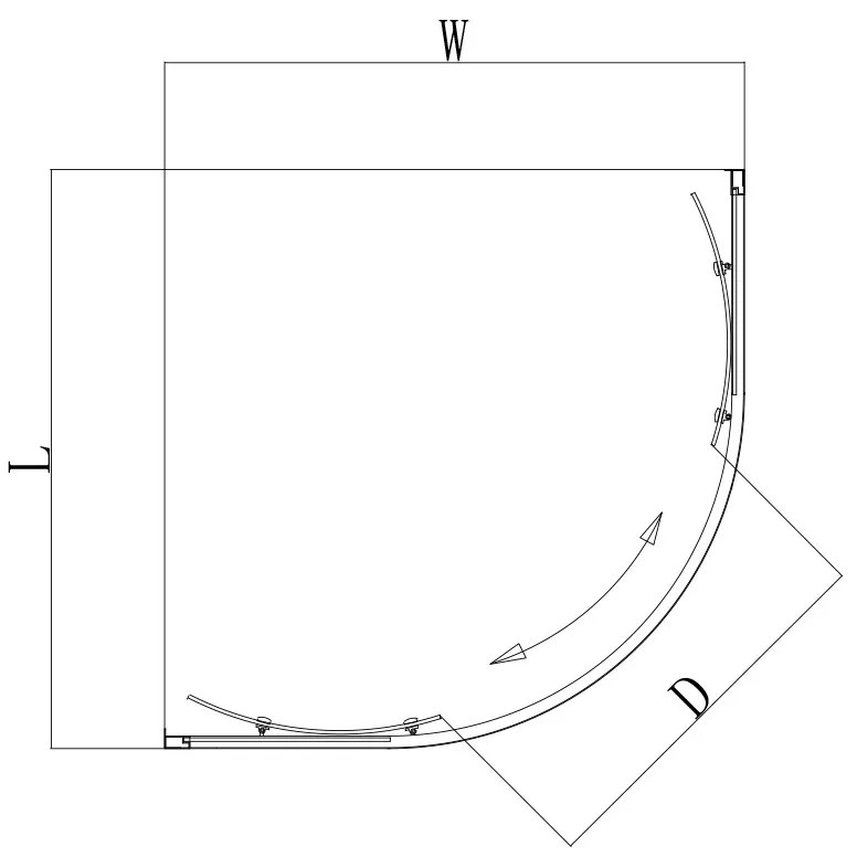 BPS-koupelny Čtvrtkruhový sprchový kout HYD-RK94B 90x90 chrom/transparent