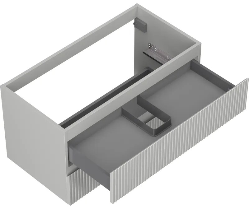 Mexen Rivel, koupelnová skříňka 90 cm, 2 zásuvky, drážkovaná, matná šedá, 91A20-09047-2-BFF62