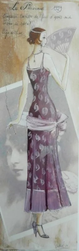 ART-STYLE Obrázek 20x60, pařížanka 1929, rám bílý s patinou