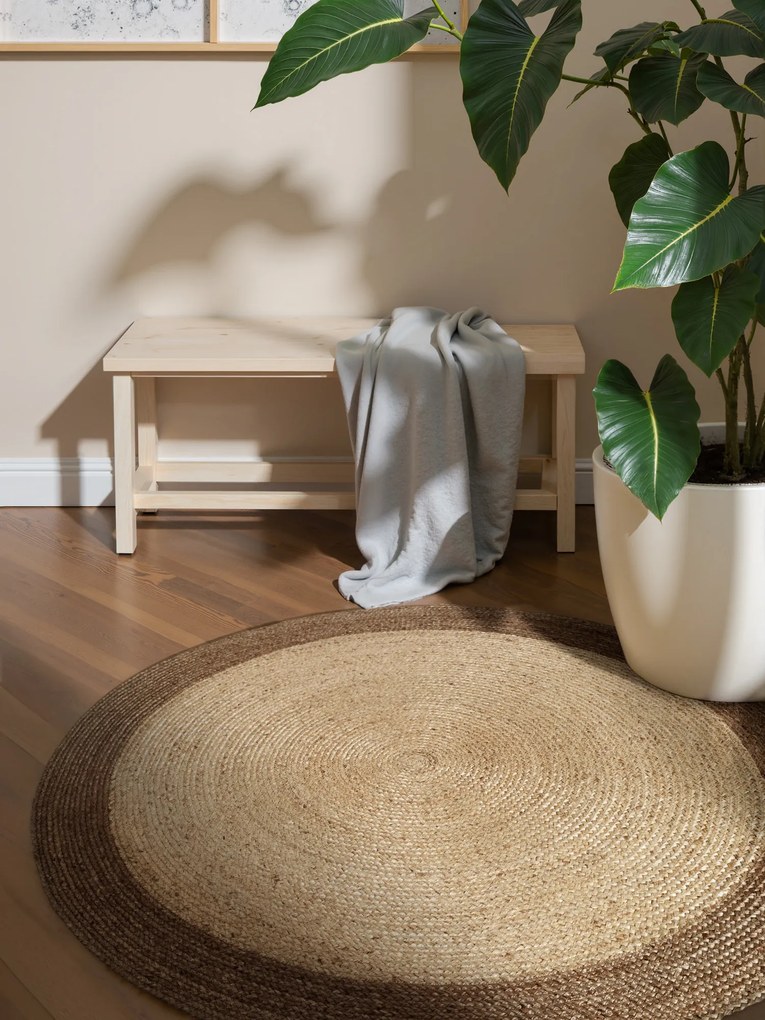 Hanse Home, Kusový koberec Looma 106224 Natur Ivory/Grey/Beige kruh, 100x100 (průměr) kruh, béžová, chodba / předsíň