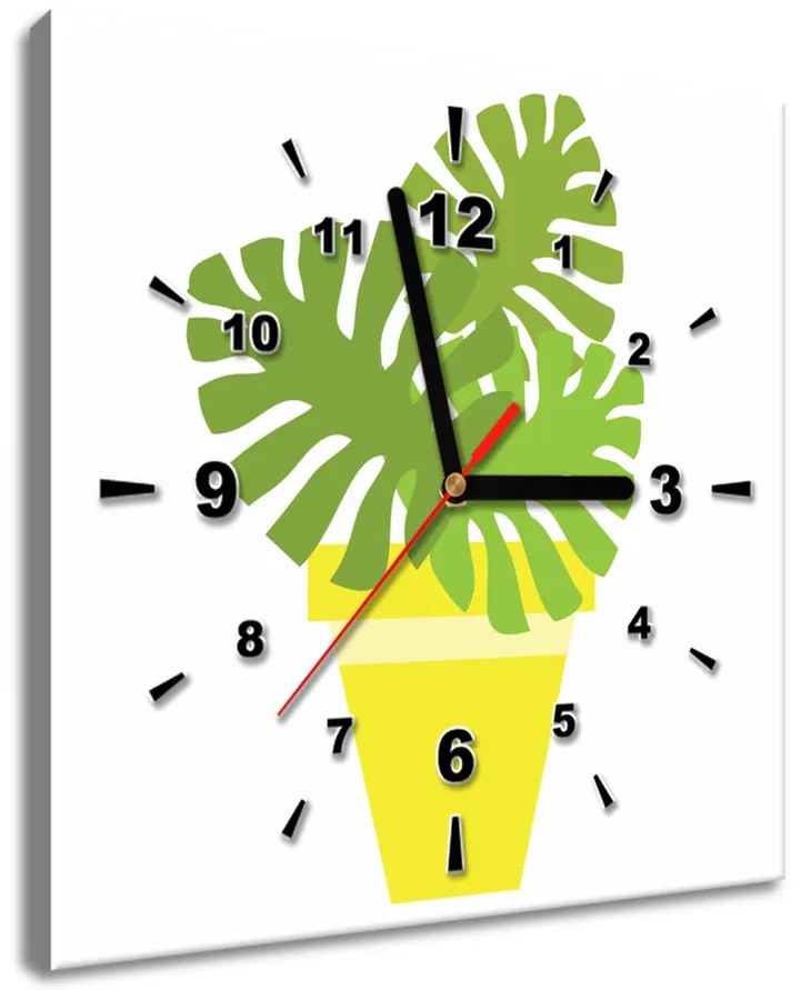 Gario Obraz s hodinami Rostlinka v květináči Rozměry: 40 x 40 cm