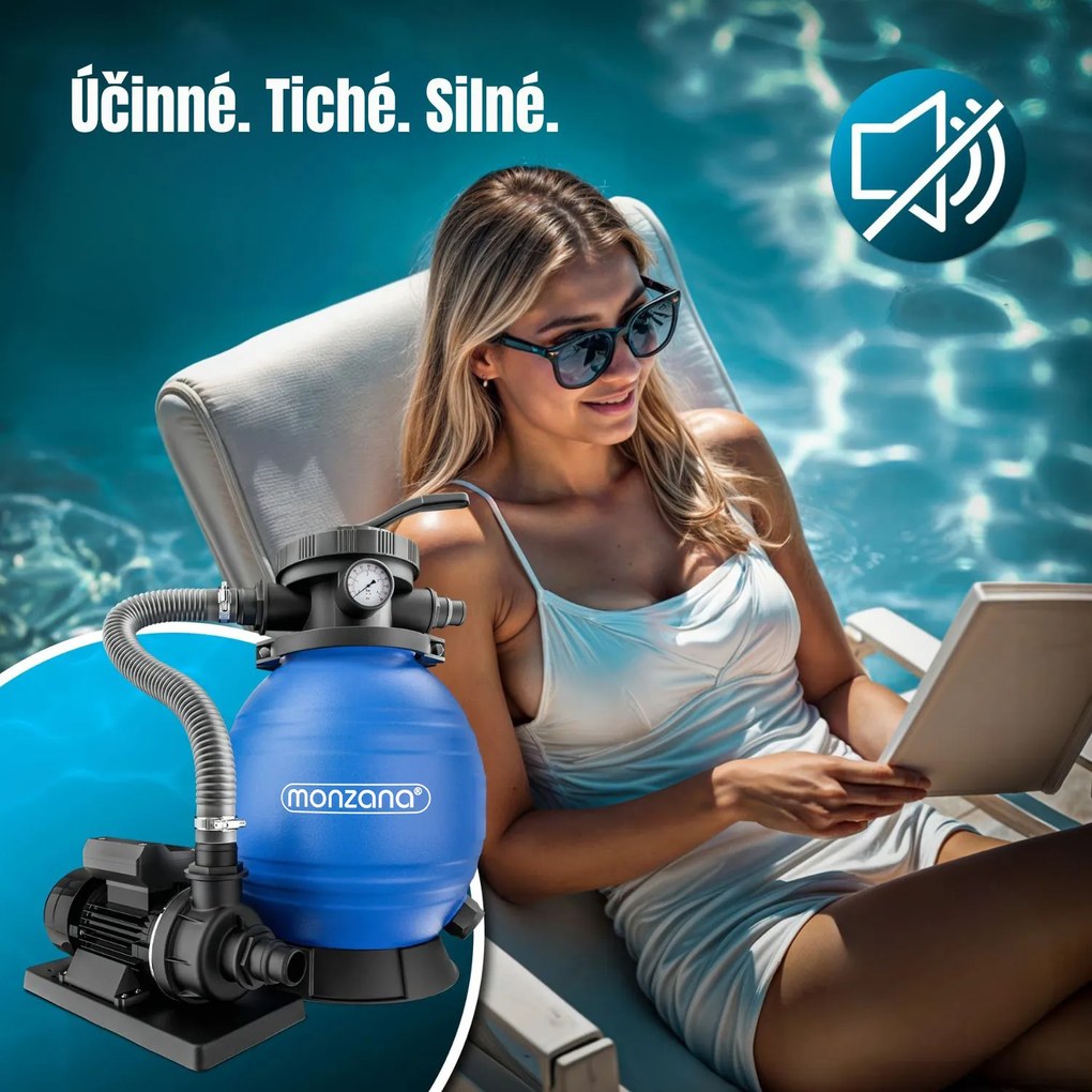 Písková filtrace k bazénu AQUA s filtračními kuličkami, 10 200 l/h, modrá Monzana