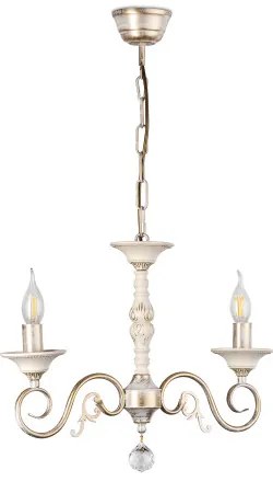 Light for home -  Závěsný lustr na řetězu 60809 "AFRODITA", 2x40W, E14, bílá, béžová, zlatá, patina