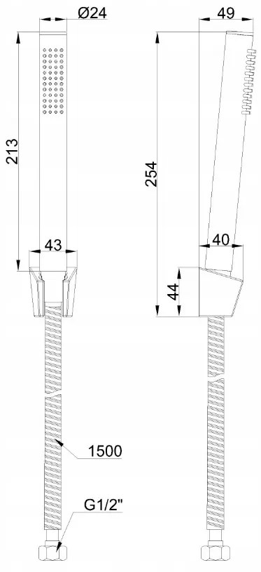 Invena Alonia, ruční sprchová souprava, 1-funkce, černá lesklá, INV-AU-70-M04-V